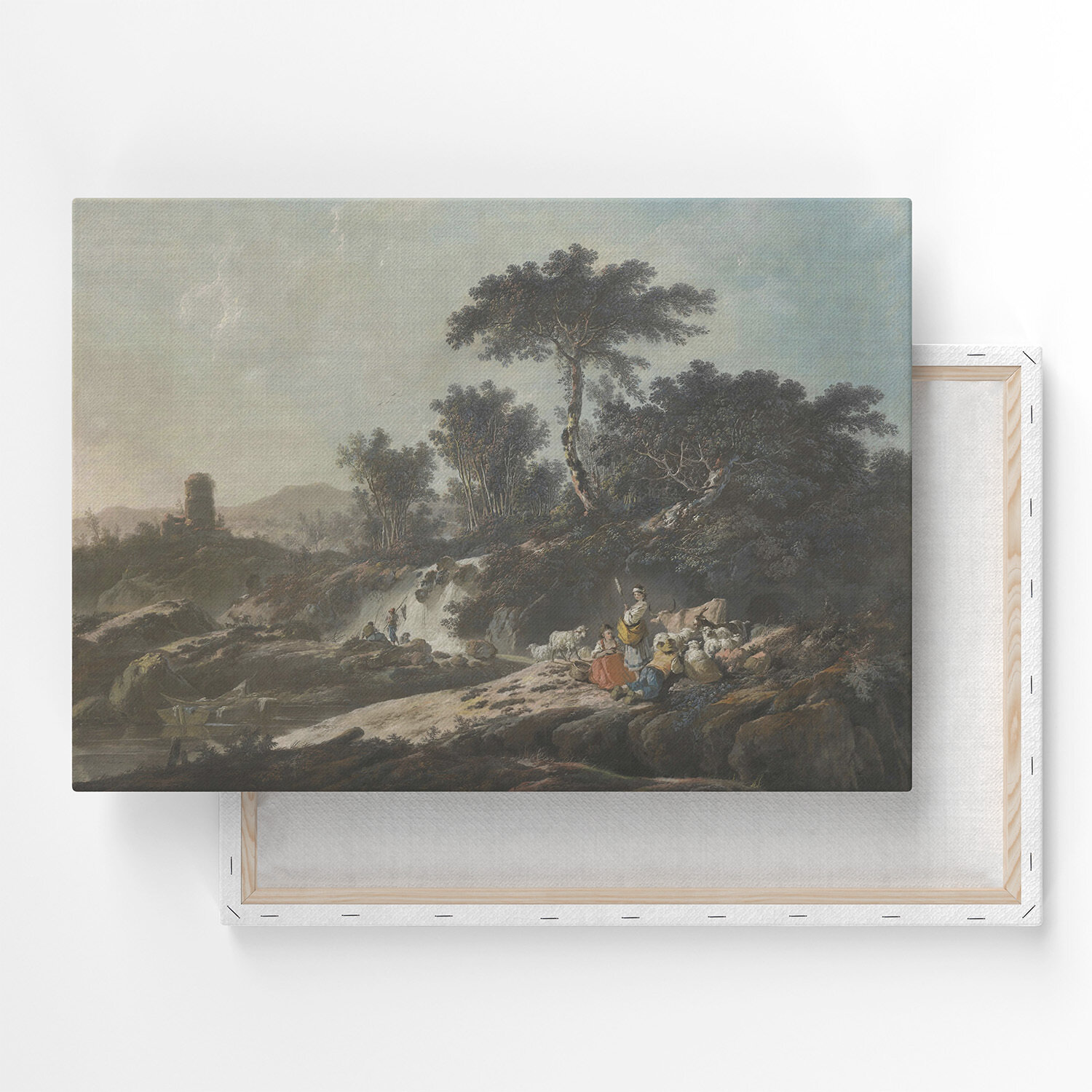 Картина на холсте, репродукция / Жан-Батист Пильман - Shepherds Resting by a Stream / Размер 30 x 40 см