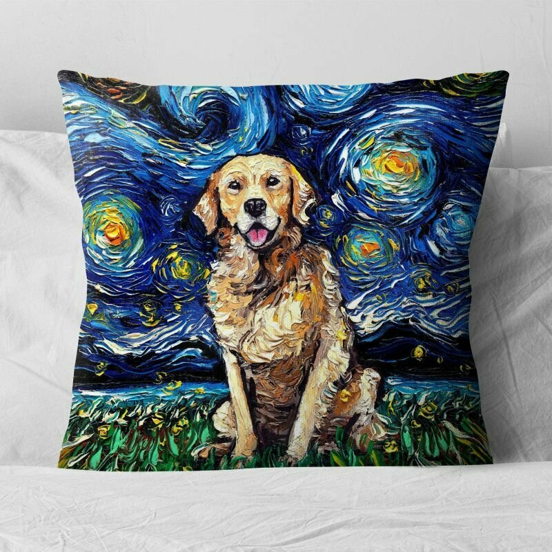 Чехол для подушки Ван Гог Ретривер велюр 40х40