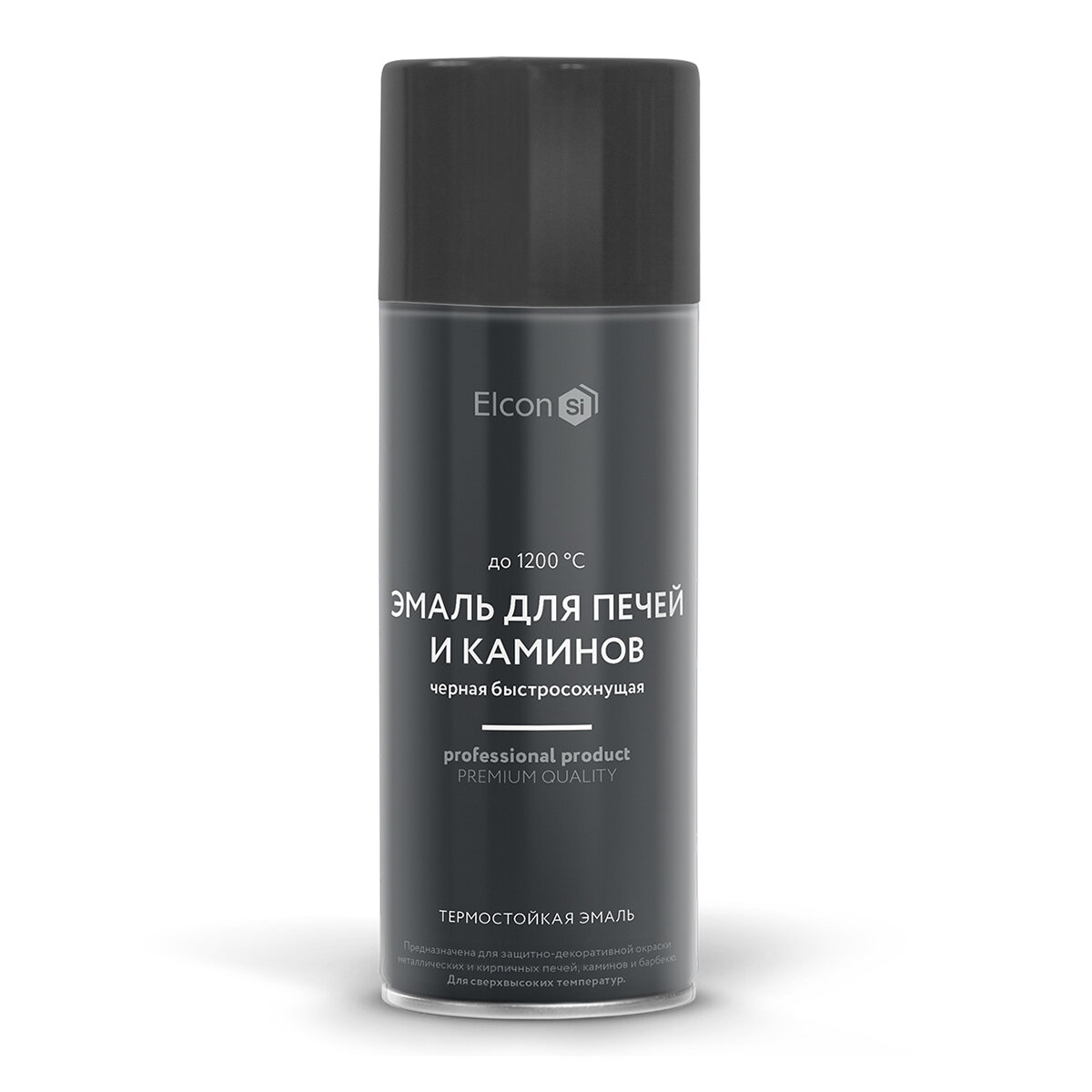 Эмаль-аэрозоль ELCON термостойкая, для печей и каминов, черная (до 1200C), 520 мл 00-00463233