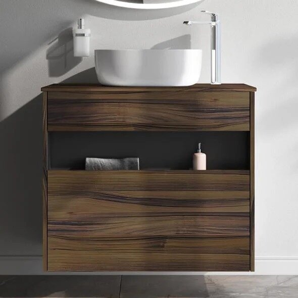 Тумба с раковиной Am.Pm Func 80 дуб крафт, со столешницей, раковина M8FWCC30430WG