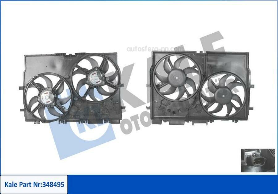KALE 348495 Электровентилятор радиатора для а/м Fiat Ducato (06-)/PSA Boxer (06-)/Jumper (06-) A/C (2 вент.) в с