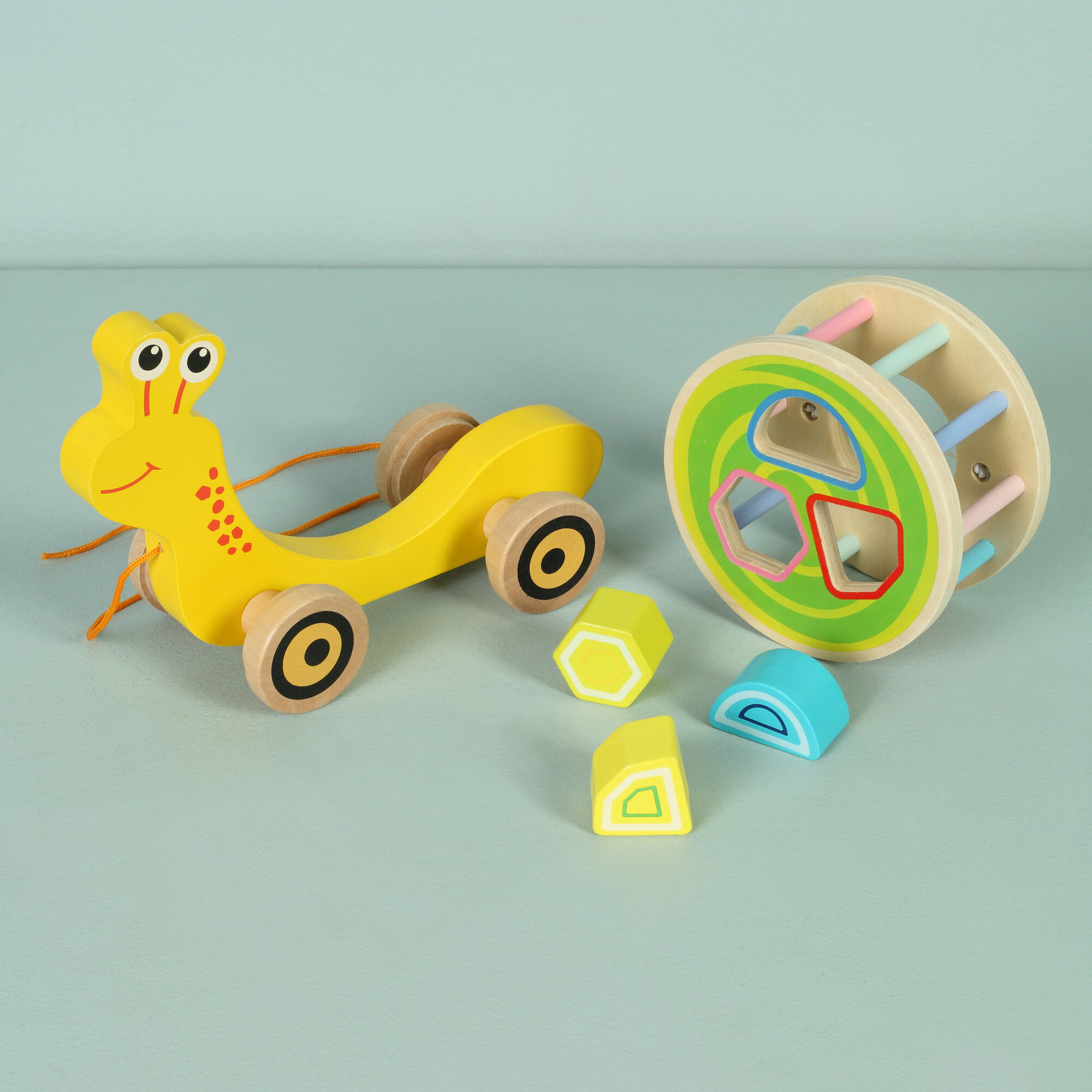 Каталка-сортер "SNAIL", дерево, 1-3 лет, для мальчиков и девочек — фото 1