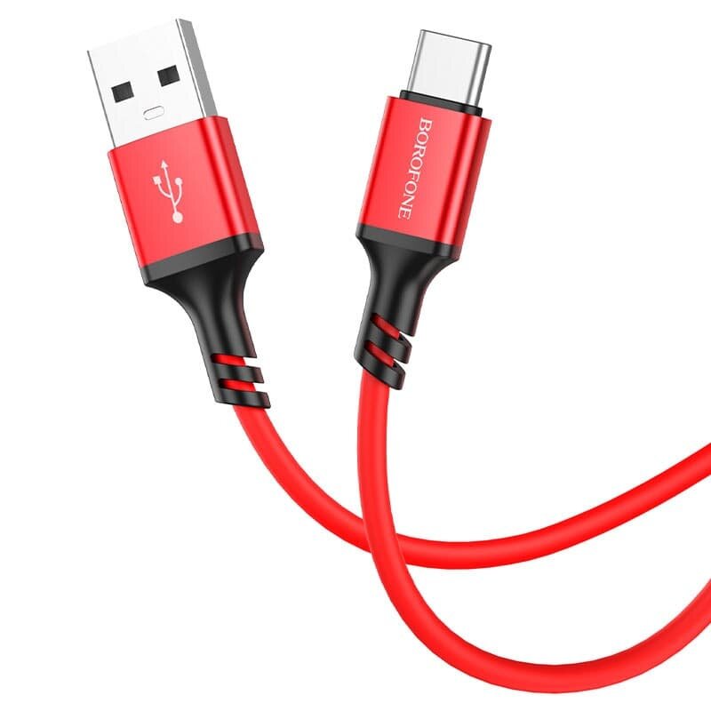 Кабель для зарядки, Type-C USB, 3A, огнестойкий, силиконовый, красный, 1м