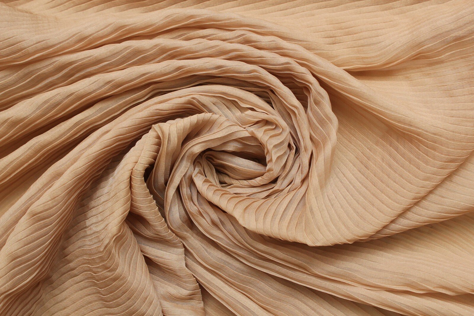 Ткань Шифон-плиссе бежевый, складка 4 мм, 130 г/пм, ш140см, 0,5 м