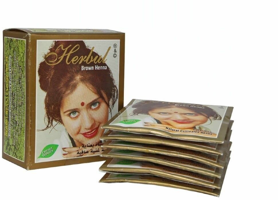 Хна индийская натуральная для волос Хербул / Herbul Henna , 60 гр. (6х10), Коричневый (Brown)
