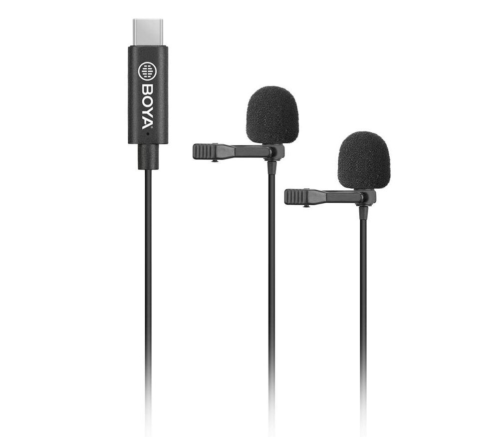 Микрофон Boya BY-M3D, петличный, всенаправленный, двойной, USB Type-C, для смартфона/планшета