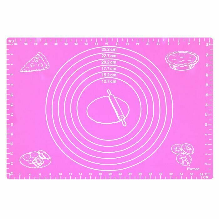 Коврик силиконовый для раскатки теста 50х70, розовый