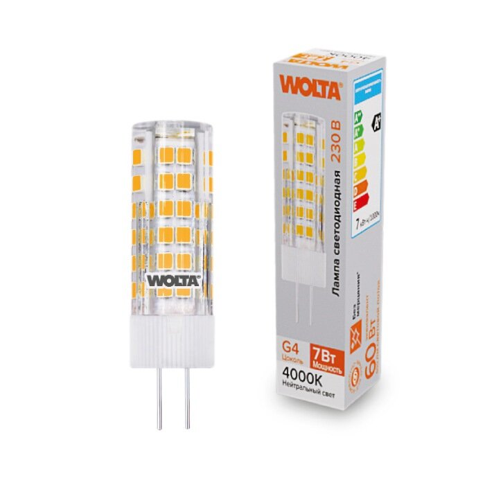 WOLTA лампа светодиодная JC G4 220V капсульная 7W(600lm) 4000K 4K керамика WSTD-JC-220V7W4KG4-C