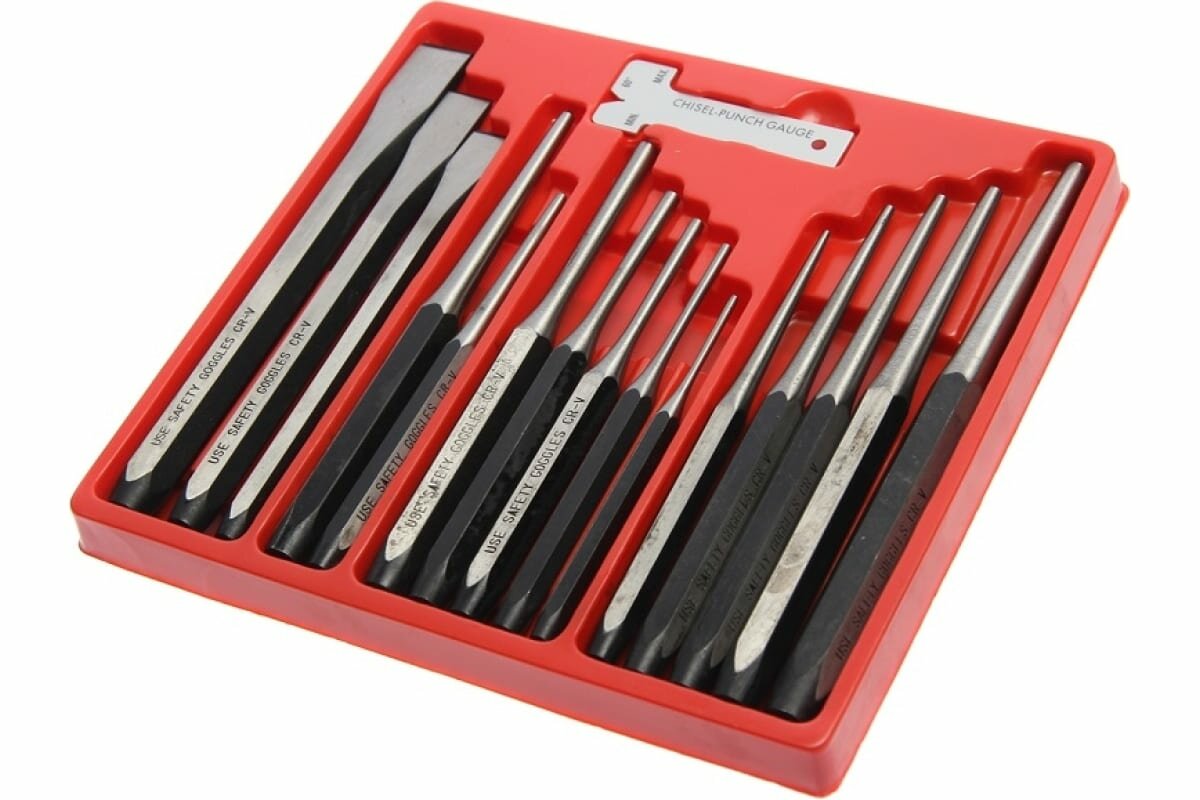 JTC набор зубил и выколоток 16 предметов в кейсе JTC-7113 для слесарных работ