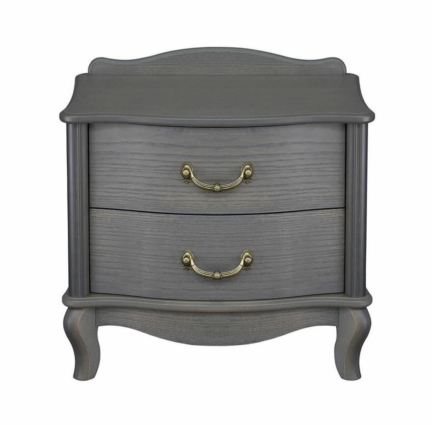 Прикроватная тумба Джульетта 2 ящ. Вис Red Black серый, дерево, прямоугольная столешница, ножки