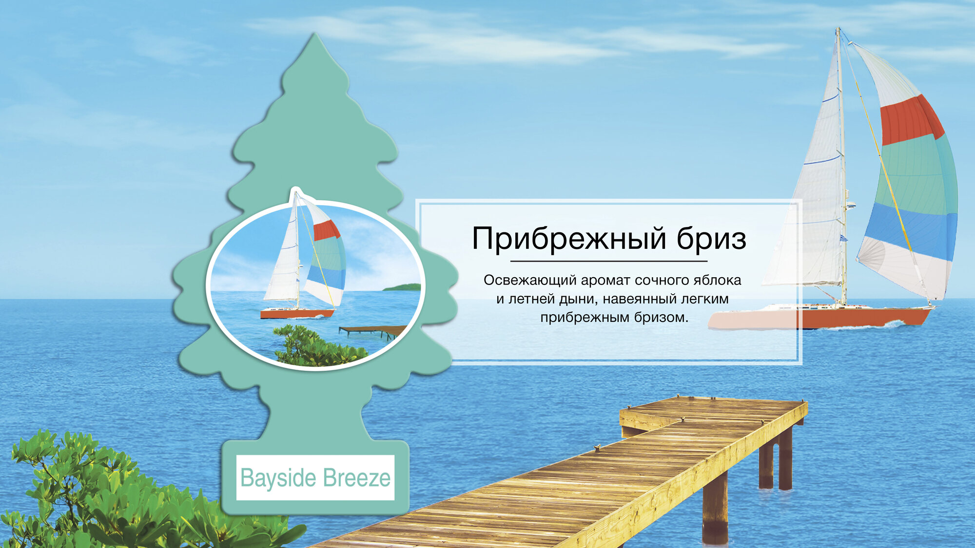 LITTLE TREES Ароматизатор Ёлочка "Прибрежный бриз" (Bayside Breeze)