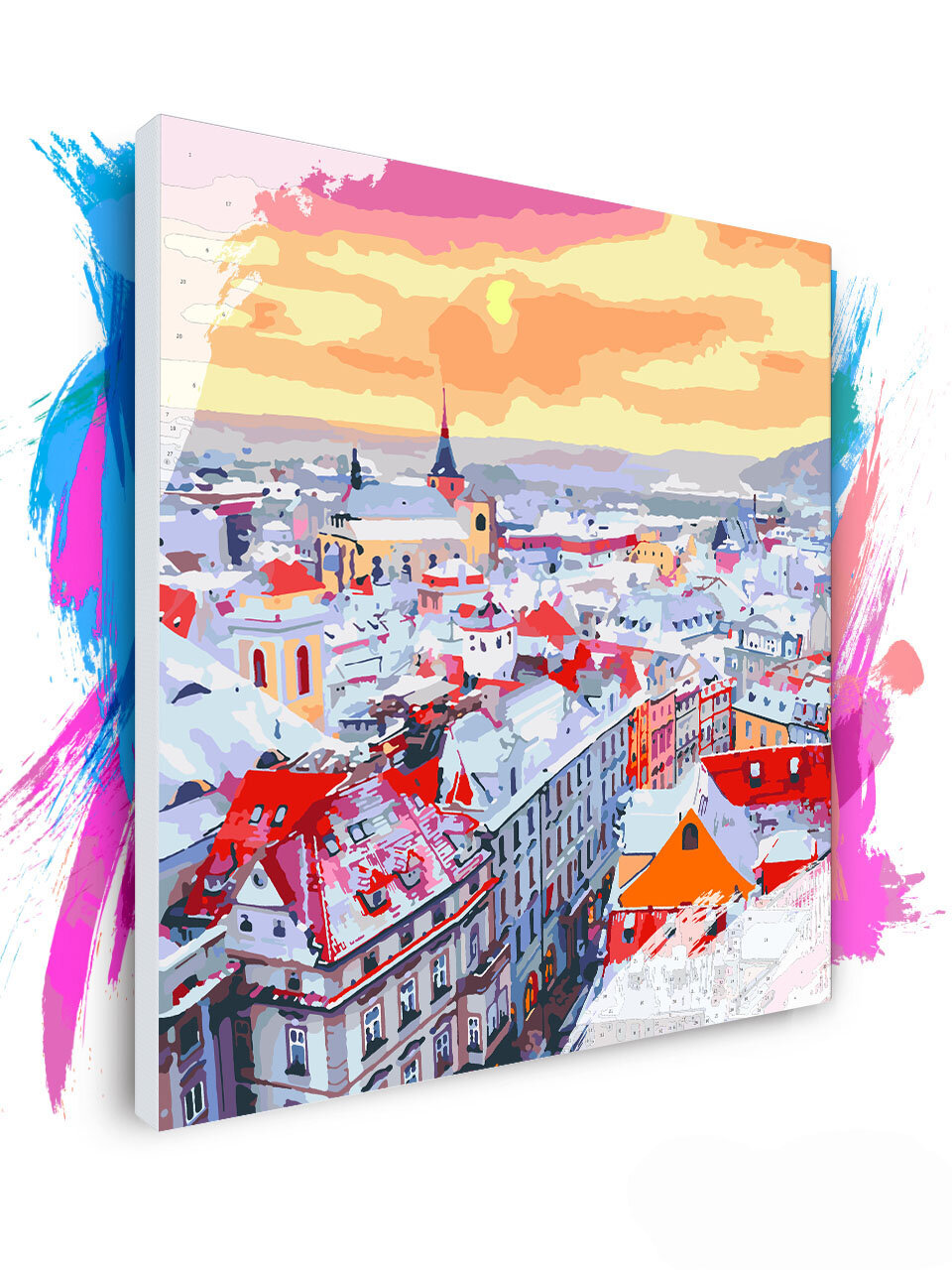 Картина по номерам на холсте Зимняя Прага, 60 х 60 см