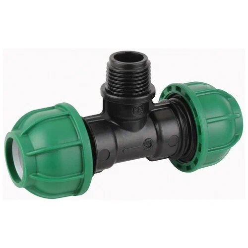 Тройник ПНД переходной 25x 3/4"НР x25 Ariel обжимной (компрессионный) ( POELSAN зеленая серия)
