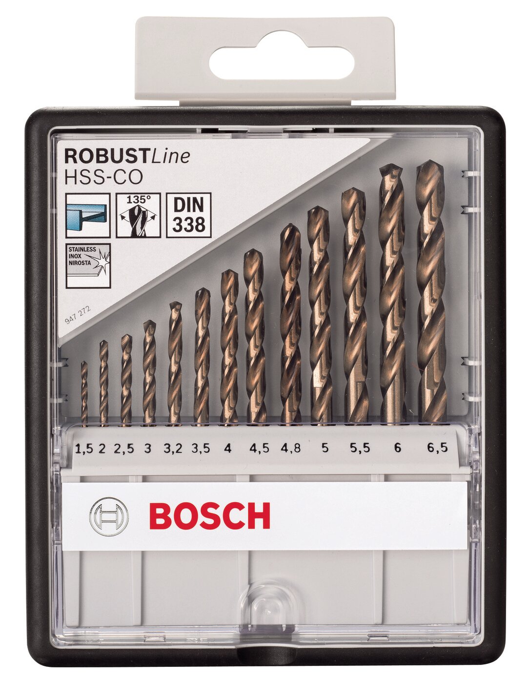 Набор сверл по металлу Robust Line 13 шт. (1,5-6,5 мм; HSS-CO) Bosch 2607019926