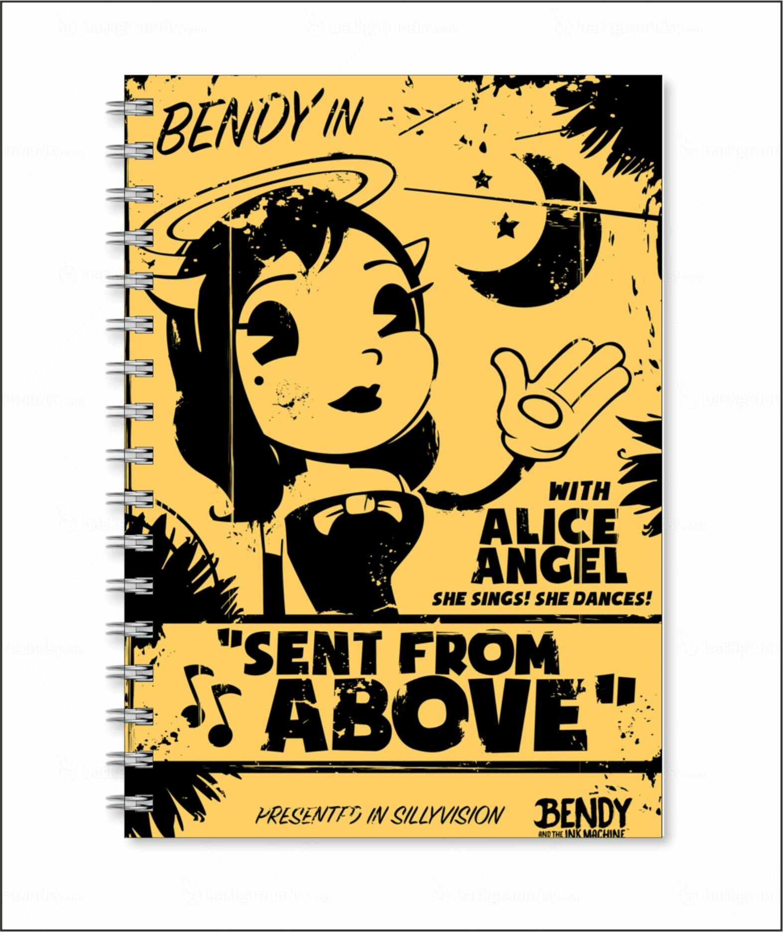 Тетрадь формата А5 с принтом "Бенди и чернильная машина"