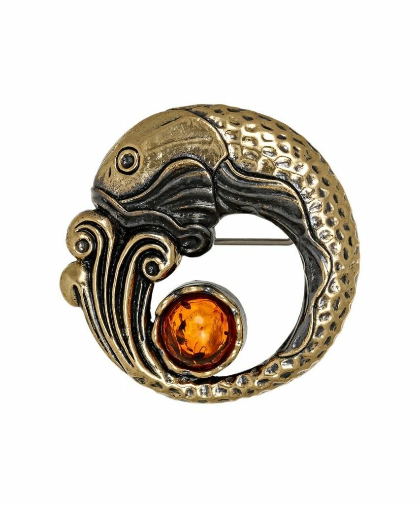 Брошь, янтарь