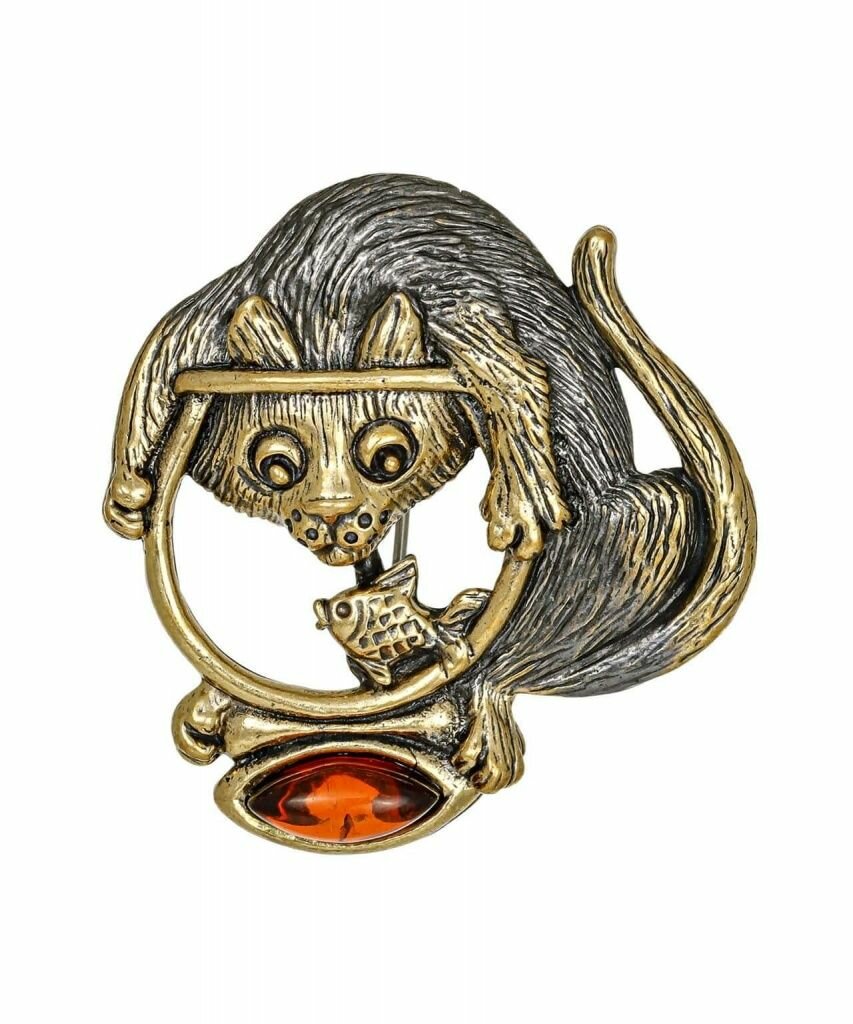 Брошь, янтарь