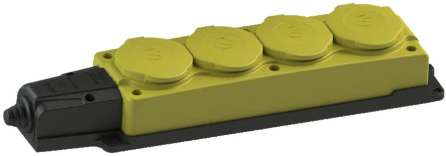 NE-AD колодка ОУ четверная 4 гн. с загл. каучук 2P+PE 1x16A 220-240V IP54 желтый 4154