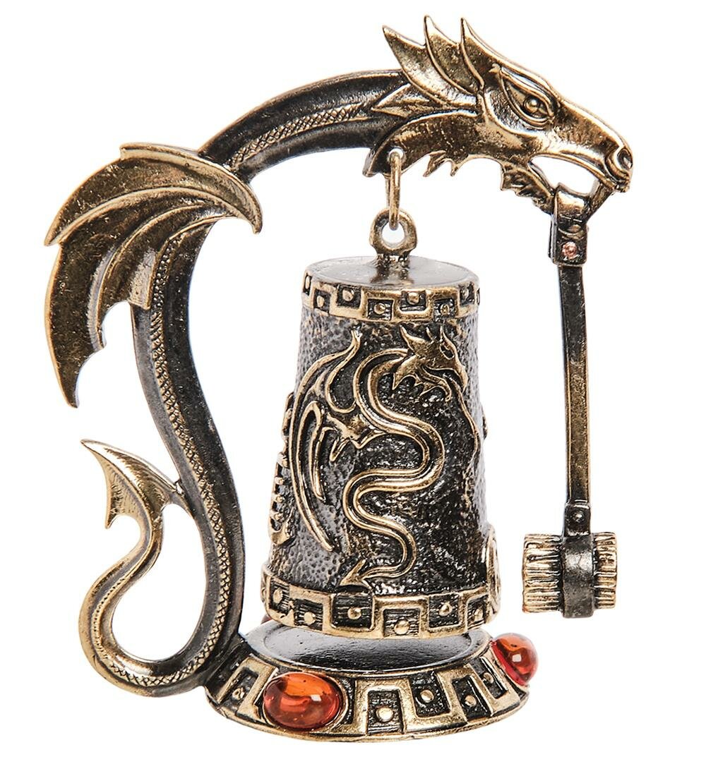 Фигурка Гонг Дракон Китай (латунь, янтарь) A2027233 Народные промыслы, бронзовый