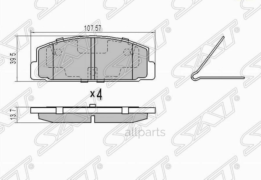 SAT ST-GJYB-26-43ZA Колодки тормозные (Сзади) Mazda 6 02-12 / FAW Besturn B50 12-17