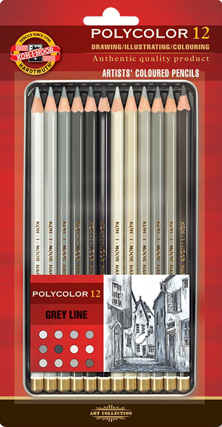 Карандаши цветные художественные Polycolor Gray Line, 12 цветов