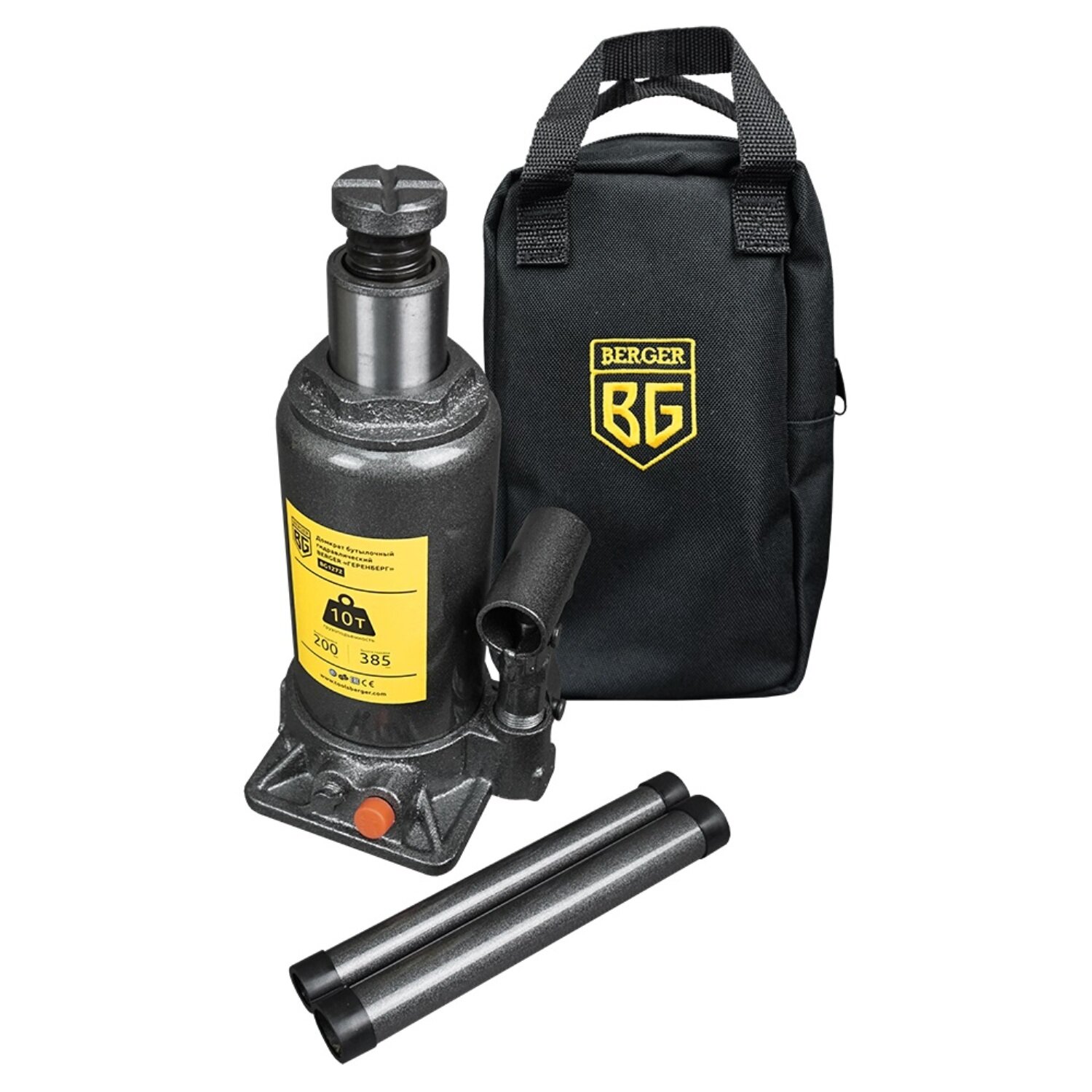 Домкрат бутылочный гидравлический 10т, 200-385 мм Berger BG1272