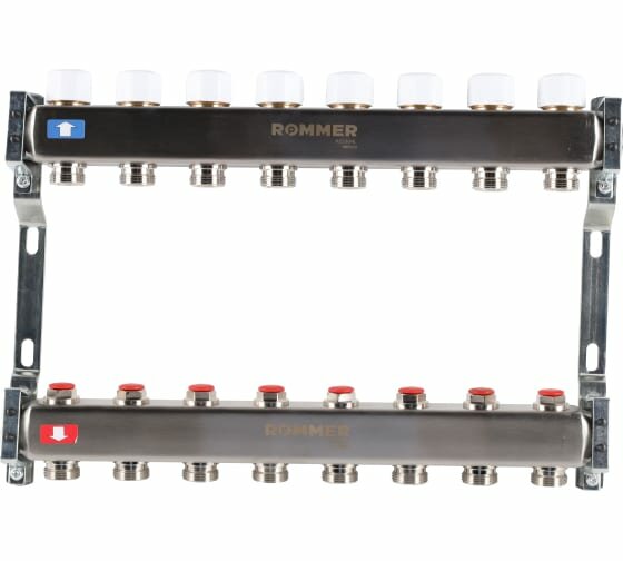Коллектор из нержавеющей стали без расходомеров ROMMER 8 выходов RMS-3200-000008