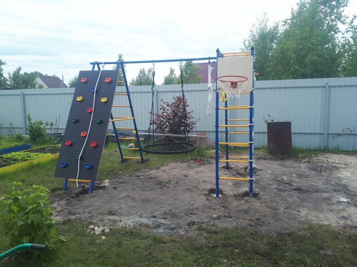 Детский спортивный комплекс для улицы "Городок 10 плюс" с качелями-паутина 100см