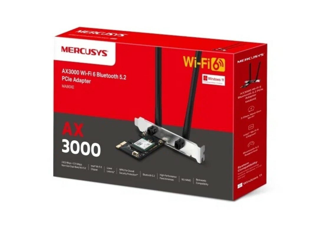 Сетевой адаптер Wi-Fi + Bluetooth Mercusys MA80XE AX3000