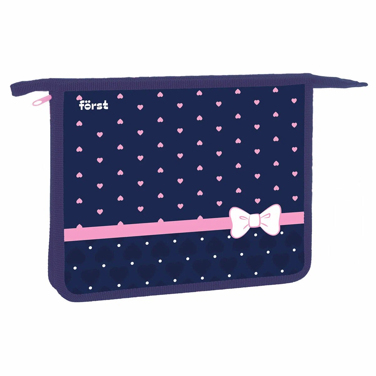 Папка для тетрадей 1 отделение, А5 Först "Sweet hearts", 240*205*40мм, пластик, на молнии