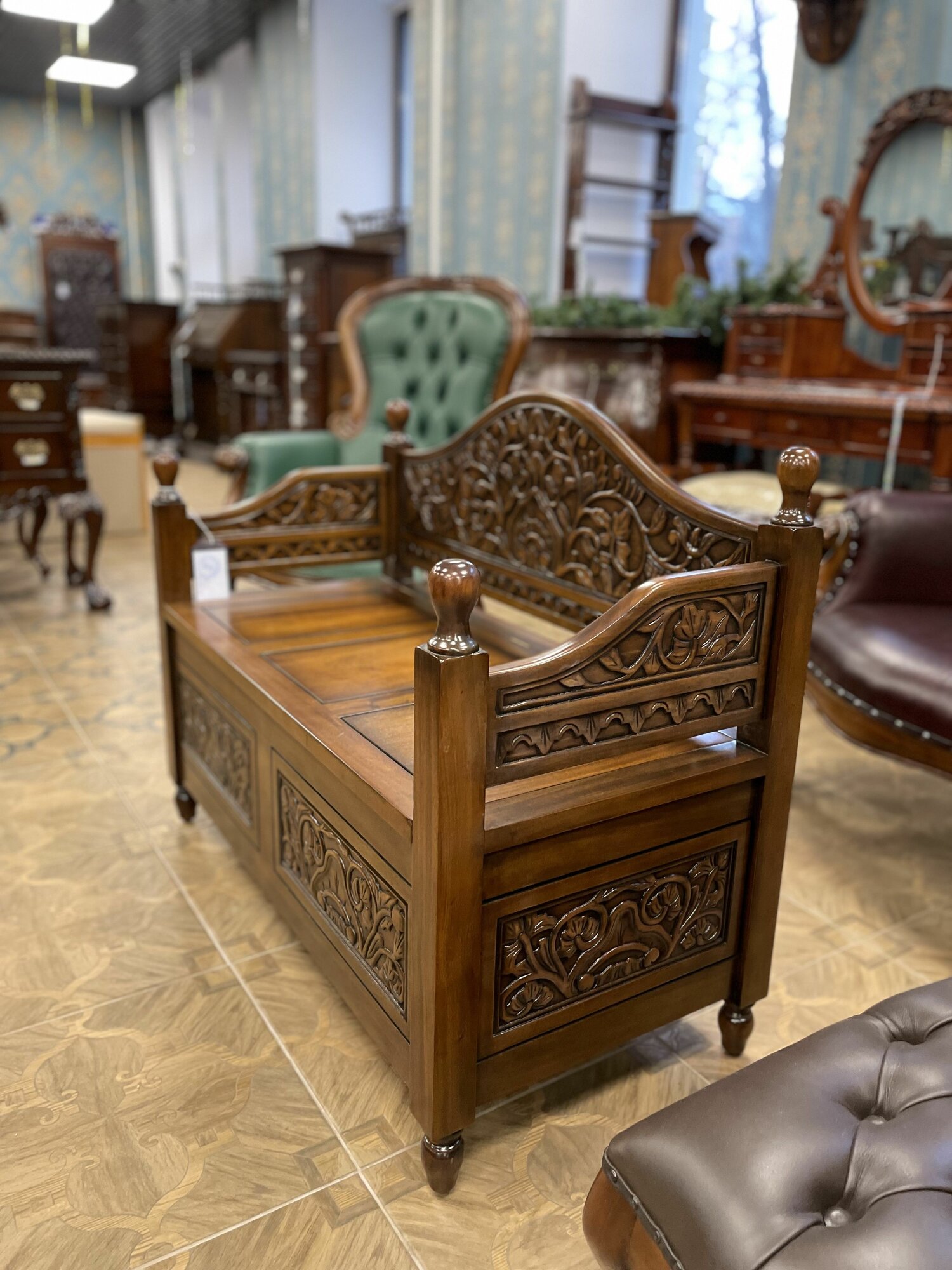 Скамья PSB 02 Индонезия массив красного дерева 80х100х48см