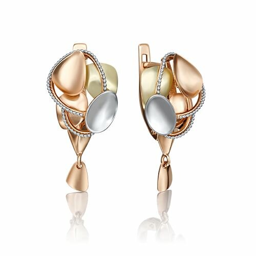 Серьги, комбинированное золото, 585 проба
