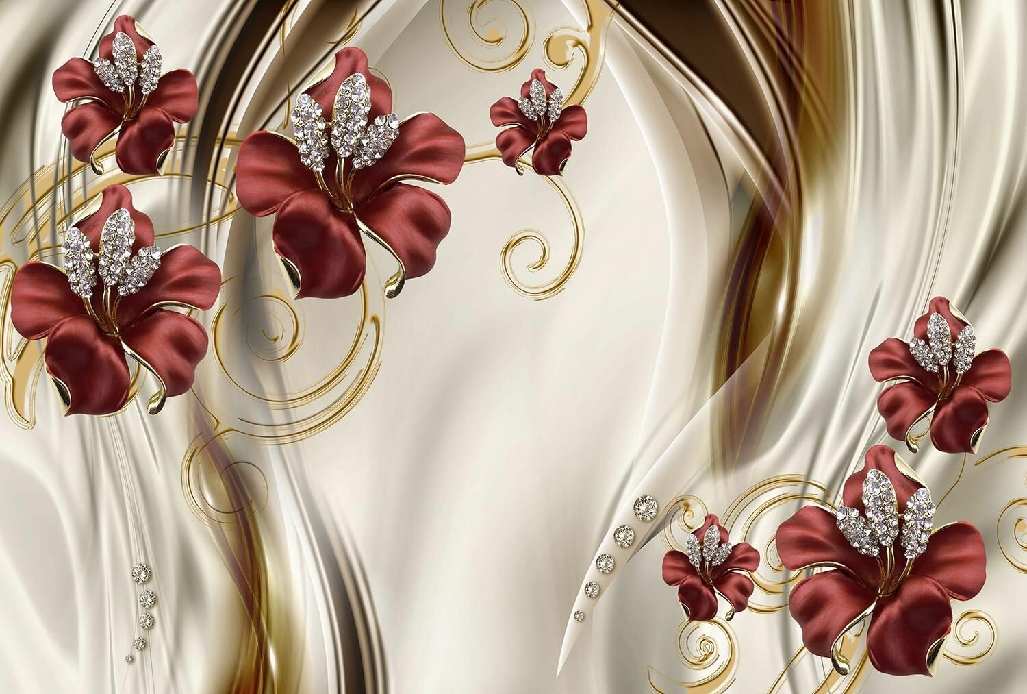 Фотообои/F коллекцияF-260-1Красные драгоценности на струящемся шёлке 400х270-1Divino