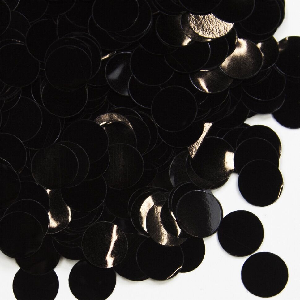 Конфетти фольга Круг, Черный, Металлик, 1 см, 50 г.