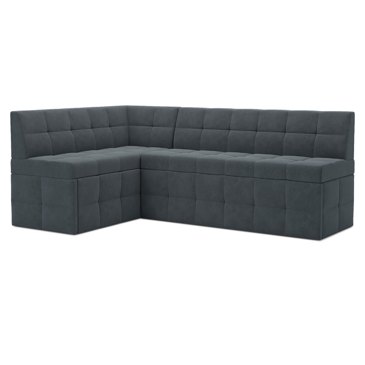 Кухонный уголок Сток Диванов Оливер, серо-синий велюр, 190 см, механизм дельфин