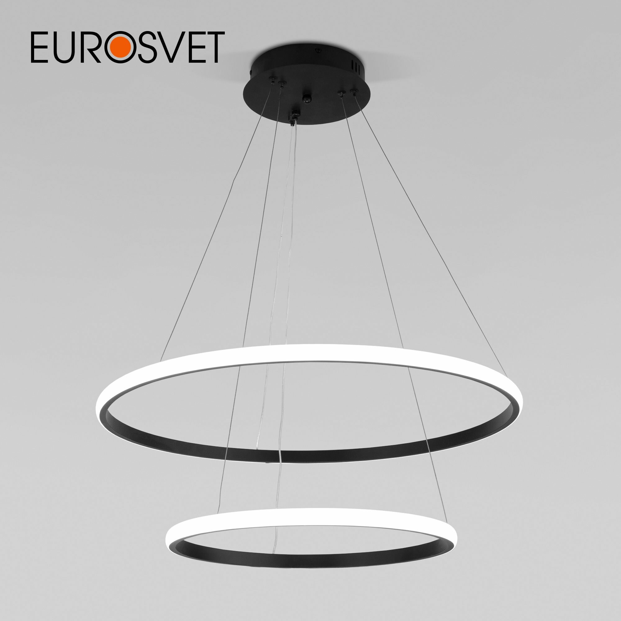 Люстра / Подвесной светильник с пультом управления Eurosvet Collars 90264/2, 92 Вт, 3300K/4200K/6500K, черный