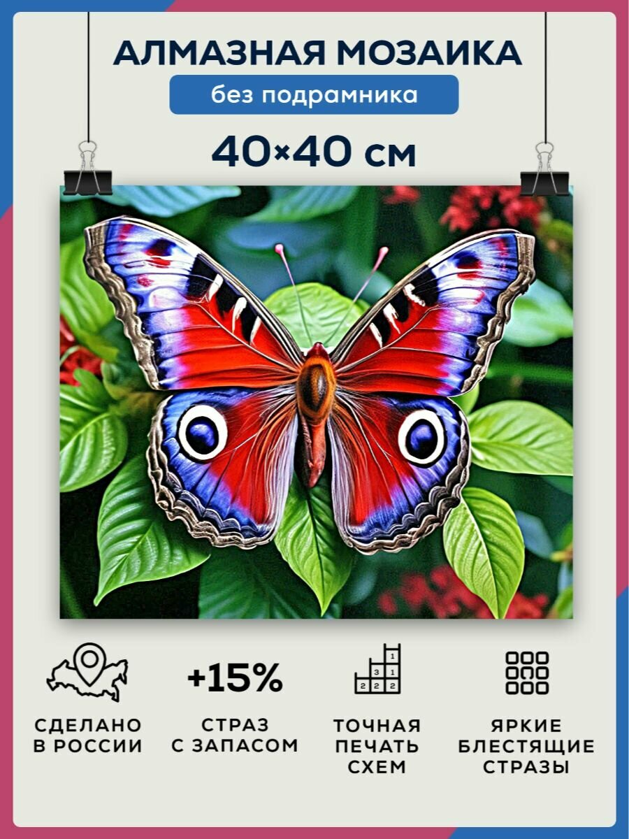 Алмазная мозаика 40x40 Бабочка без подрамника