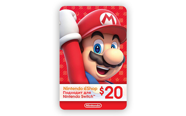 Карта оплаты Nintendo eShop 20 USD USA (Nintendo eShop (US); Nintendo Switch; Регион активации США)