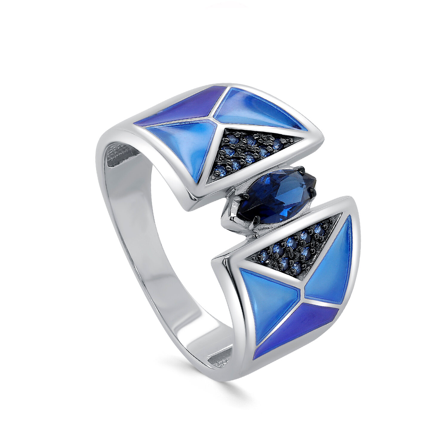 Кольцо тонкое, серебро, 925 проба, фианит