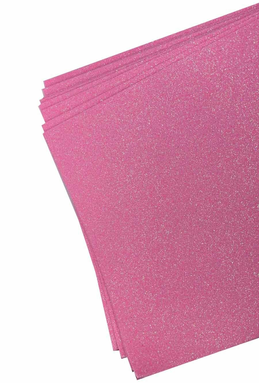 Цветная пористая резина (фоамиран) с блеском для поделок и творчества, Komas, 20х30 см, толщина 2 мм, 10 листов, светло-розовый/ Фоамиран с блестками (глиттерный)