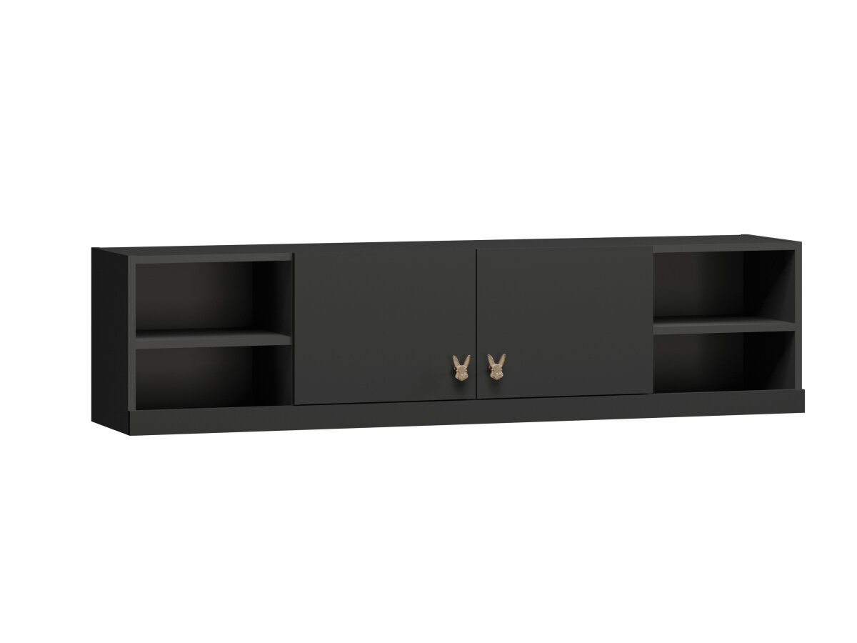 Антресоль Банни-5 Черный Агат для книг для одежды двухдверный 150*36.8*31.6