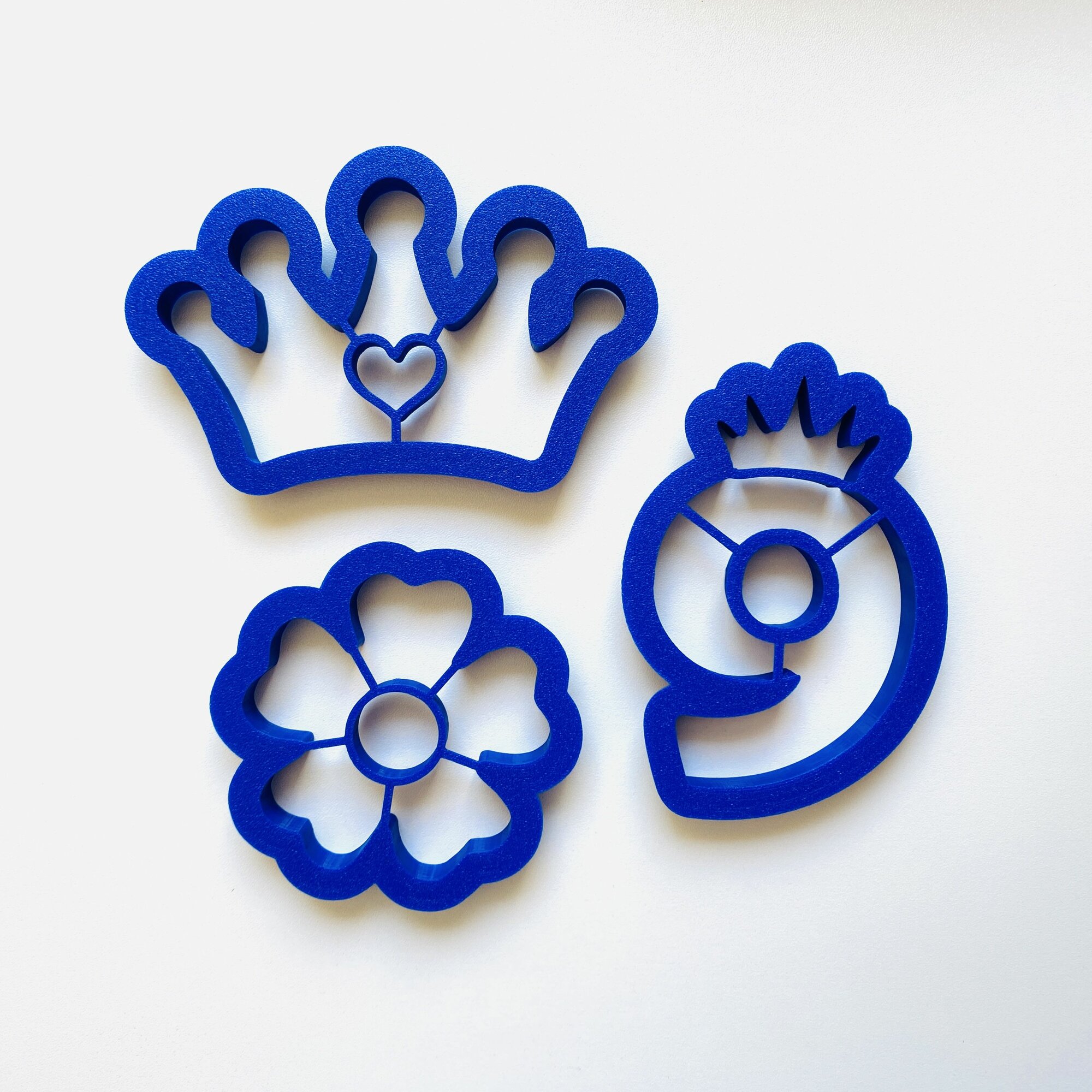 Вырубки для пряников на День рождения, корона, цветок, цифра 9", 3 шт