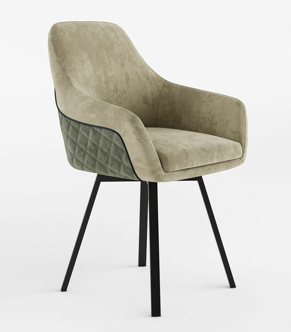 Стул кресло Moby, с поворотным механизмом, мягкий для кухни, цвет зеленый мох