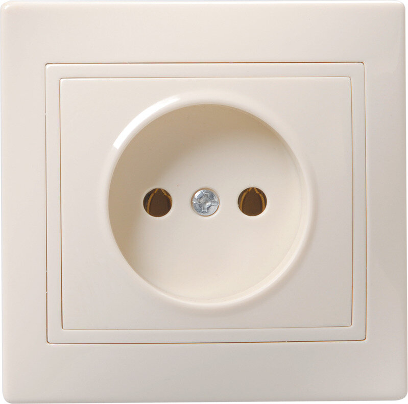 Розетка 1-местная GENERICA кварта РС10-2-ККм, без заземляющего контакта, IP20, кремовая