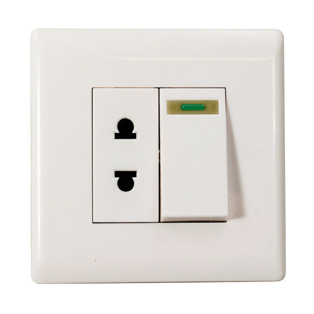 GLS Progress розетка 1 пост с выключателем белая, 10 А, настенная установка для дома