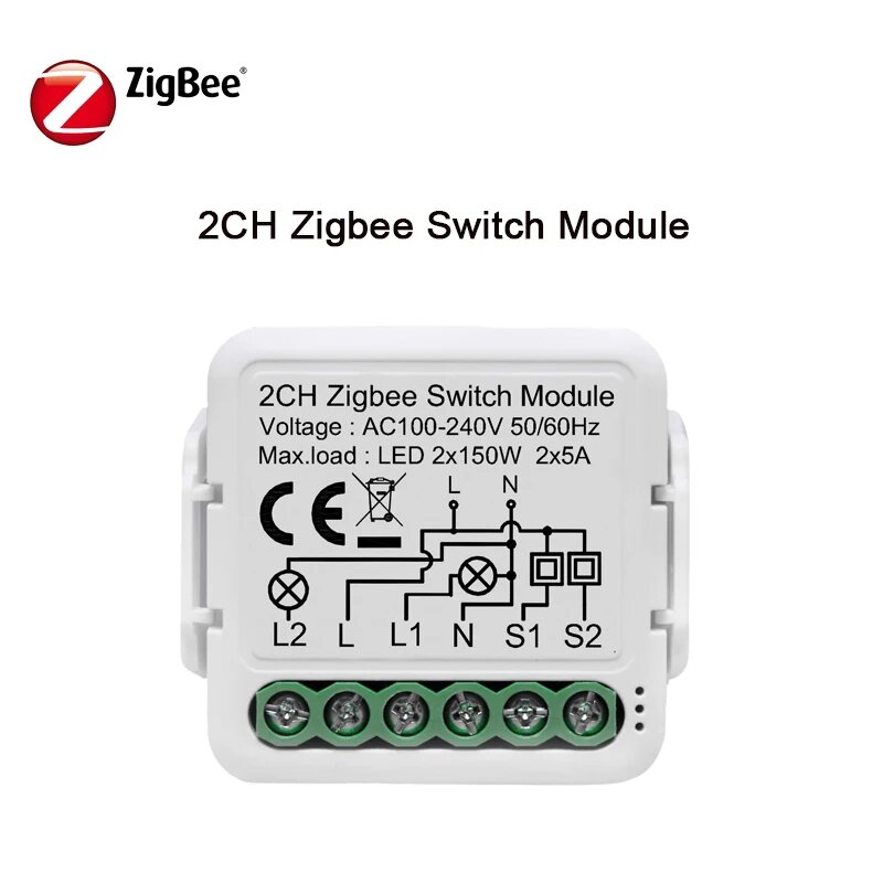 Модуль умного выключателя света Tuya Zigbee 1/2/3/4 Gang Automation DIY Breaker 2-стороннее управление работает с Alexa Google Home