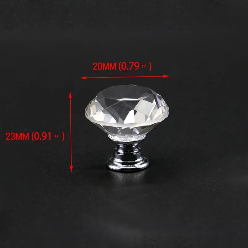 Ручки для шкафов NAIERDI хрустальные 20-40 мм 20mm