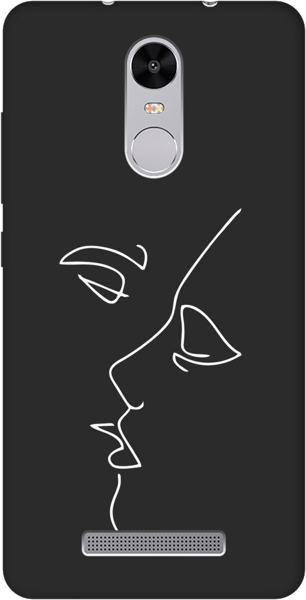 Матовый чехол Faces W для Xiaomi Redmi Note 3 / Note 3 Pro / Сяоми Редми Ноут 3 / Ноут 3 Про с 3D эффектом черный