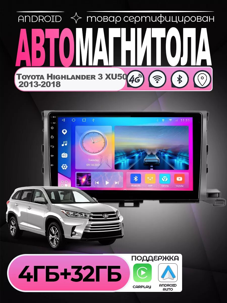Магнитола TS18 PRO Toyota Highlander 3 XU50 2013-2018 гг 4/32 Гб