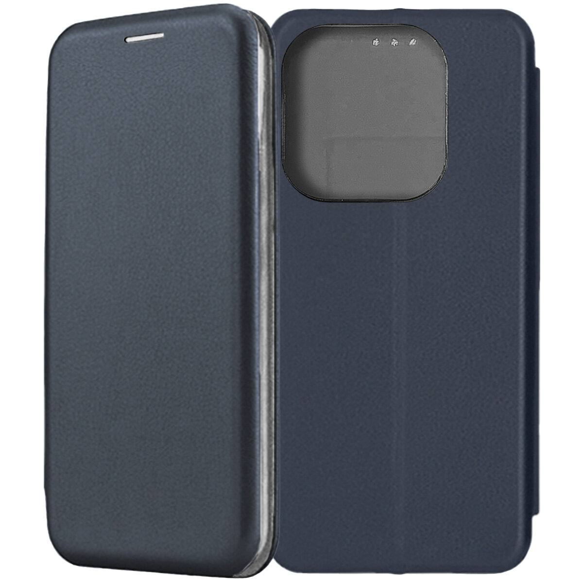 Чехол-книжка для Infinix Smart 8 темно-синий / подставка, отделение для карт